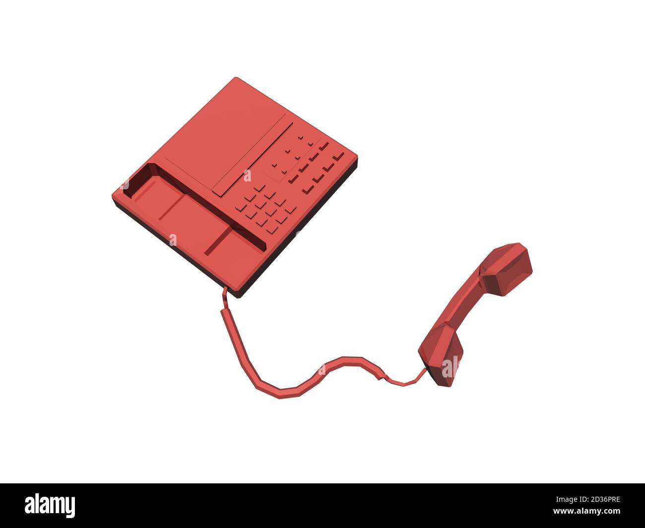red telephone with cord and keys Stock Photo - Alamy