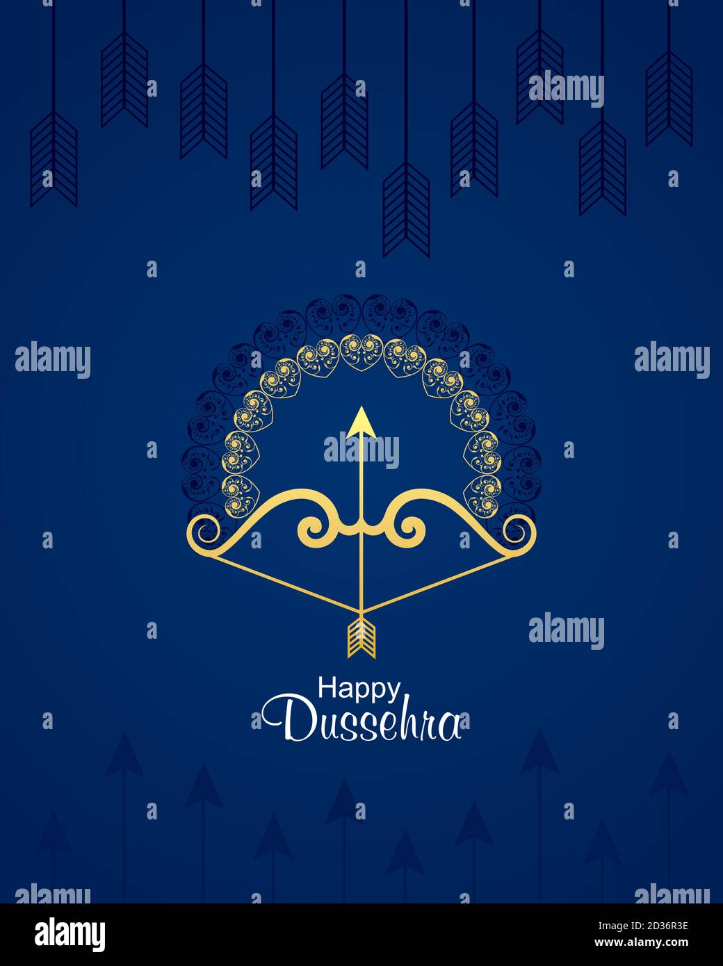 Illustration Of Bow And Arrow In Happy Dussehra Festival Of India