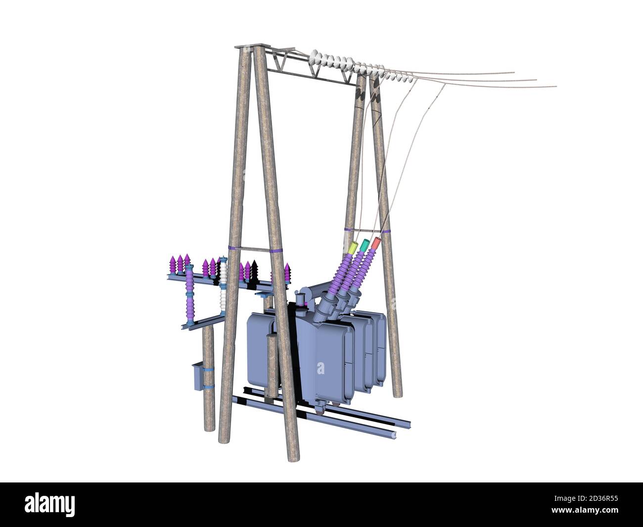 Transformer station for the overhead power lines Stock Photo - Alamy