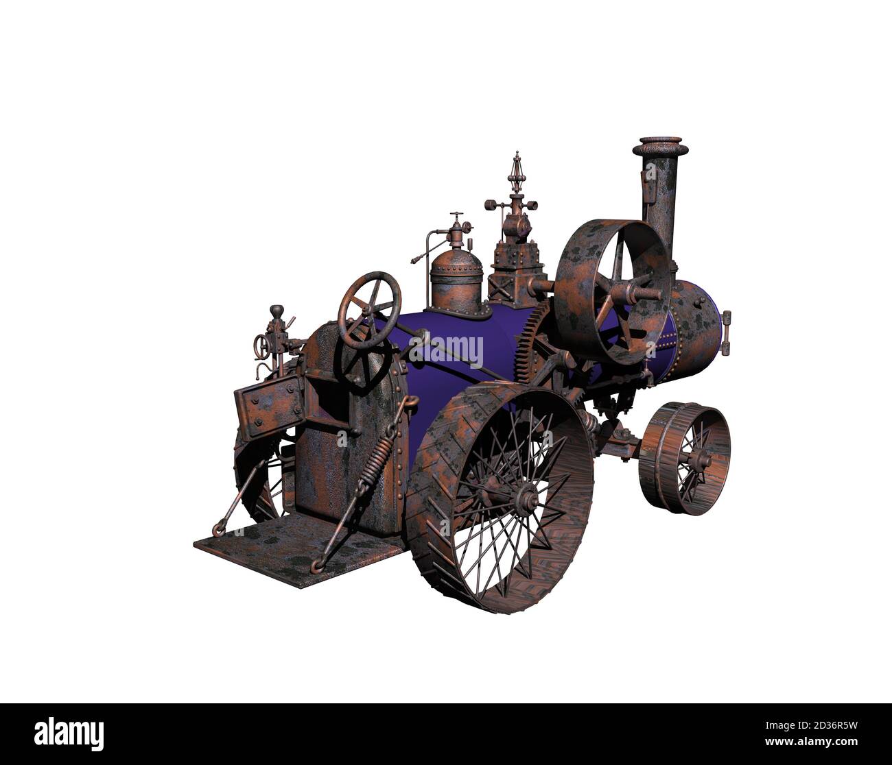 ancient steel steam engine on wheels Stock Photo - Alamy
