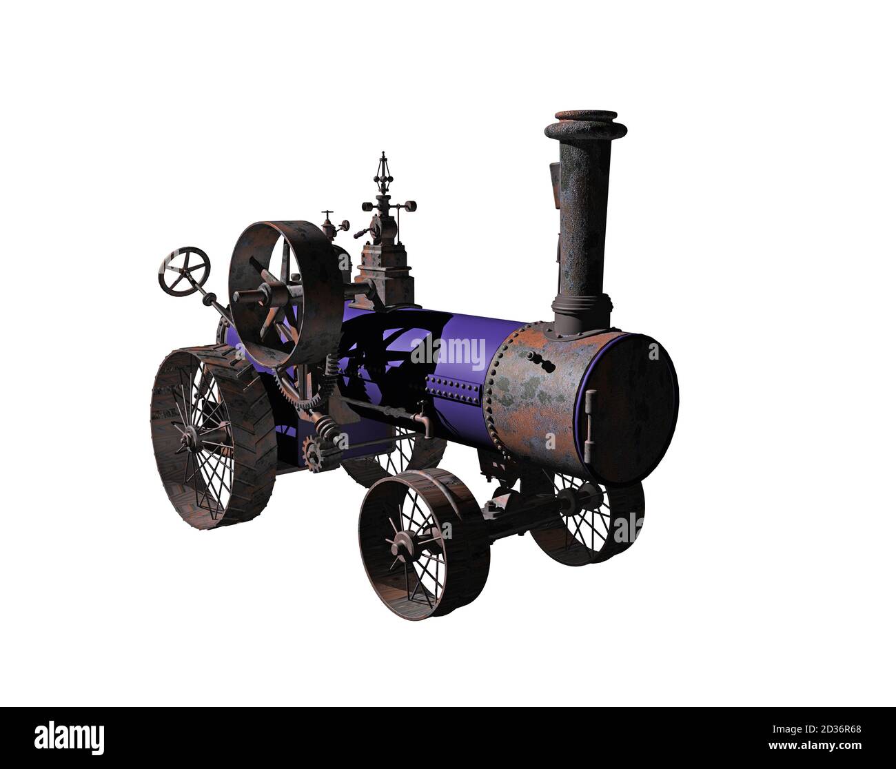 ancient steel steam engine on wheels Stock Photo - Alamy