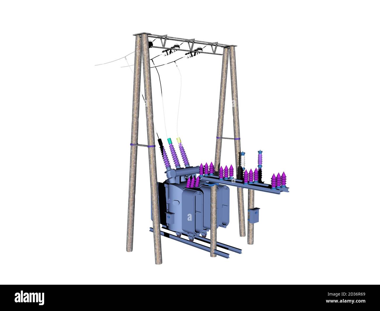 Transformer station for the overhead power lines Stock Photo - Alamy