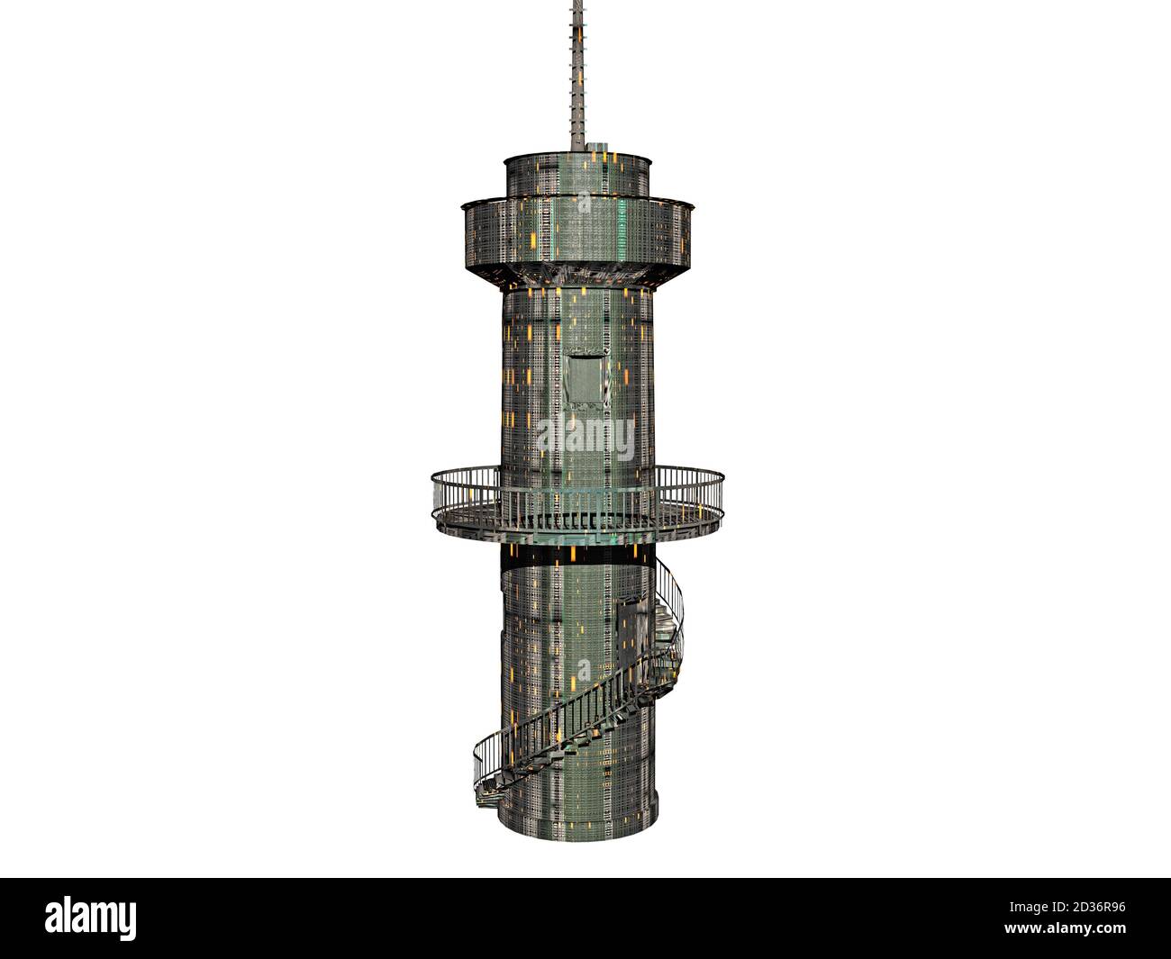 high round industrial tower with antenna Stock Photo - Alamy