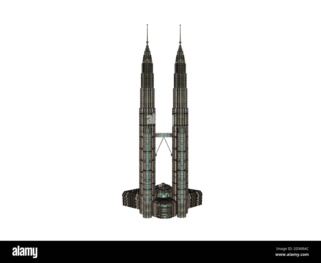 Needle-shaped interconnected towers of a skyscraper Stock Photo - Alamy