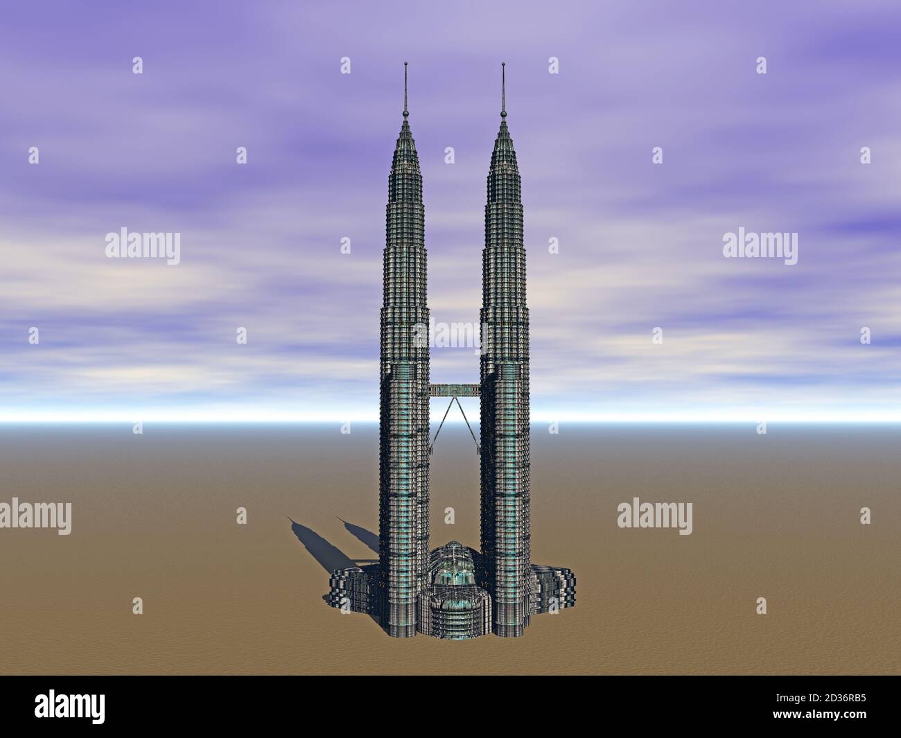 Needle-shaped interconnected towers of a skyscraper Stock Photo - Alamy