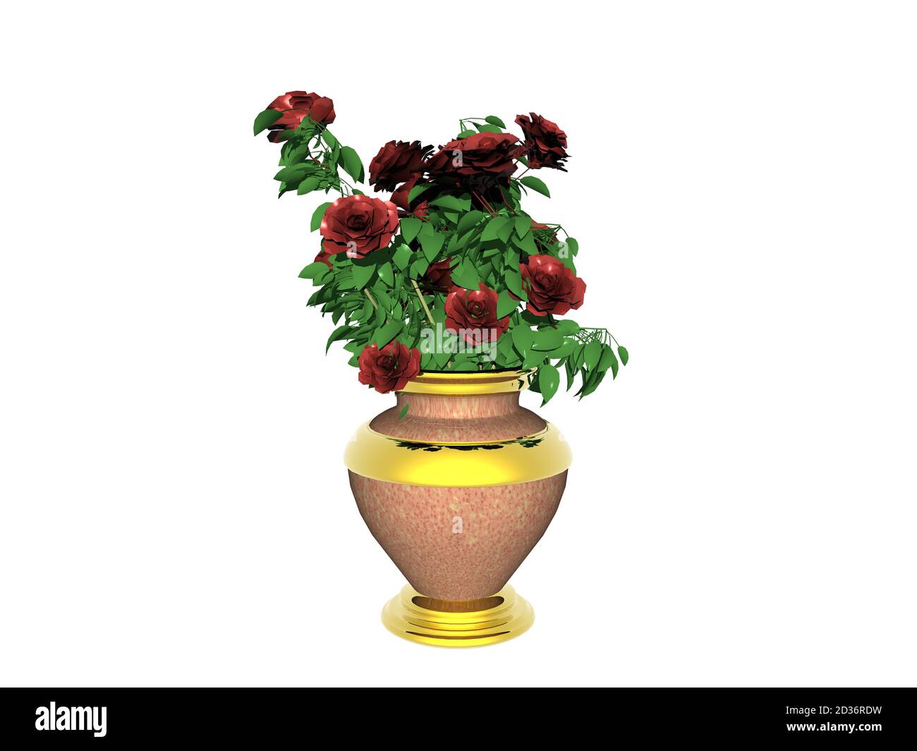 golden ceramic flower vase with bouquet of roses Stock Photo - Alamy