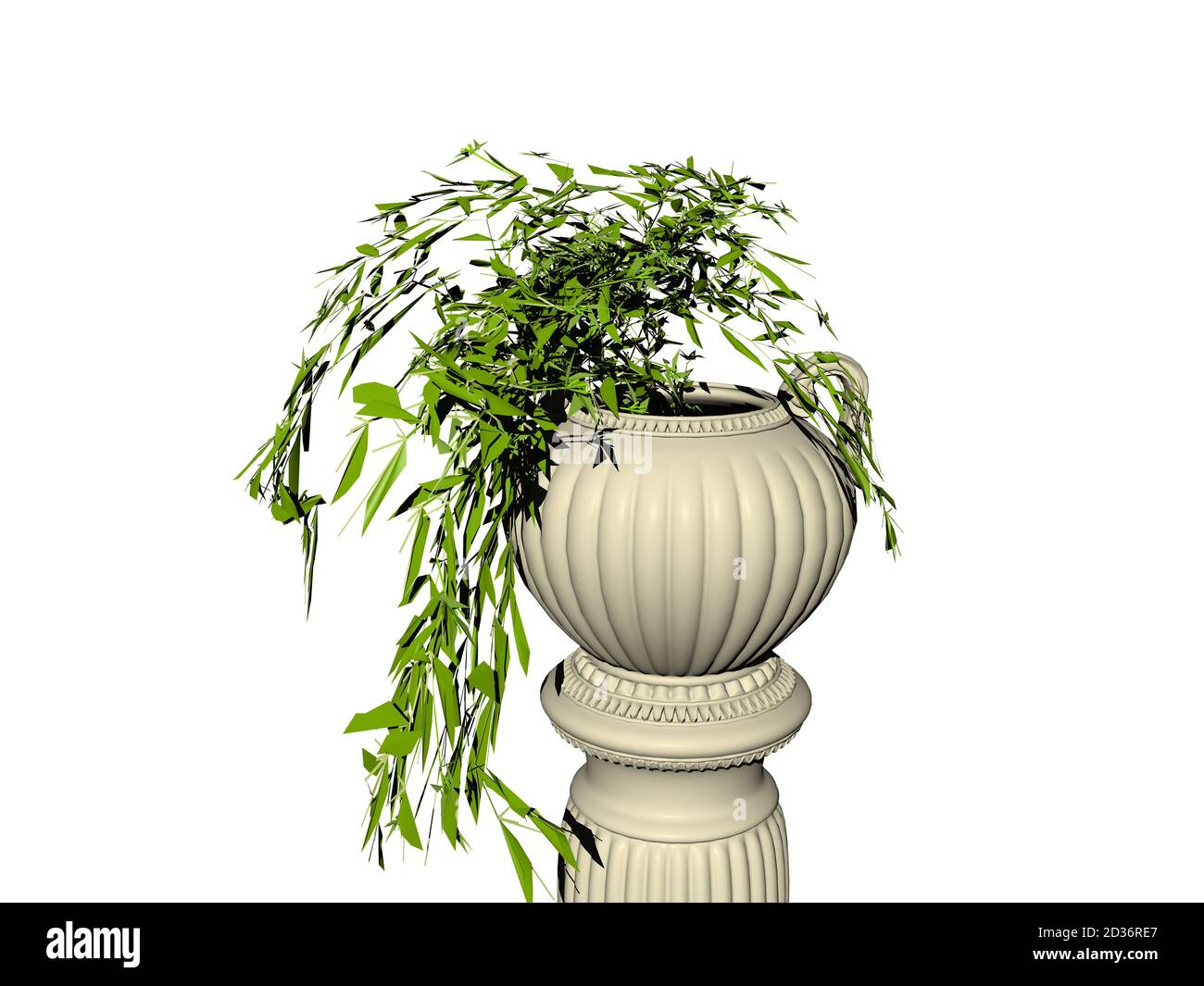 Antique column with plant bowl and green plants Stock Photo - Alamy