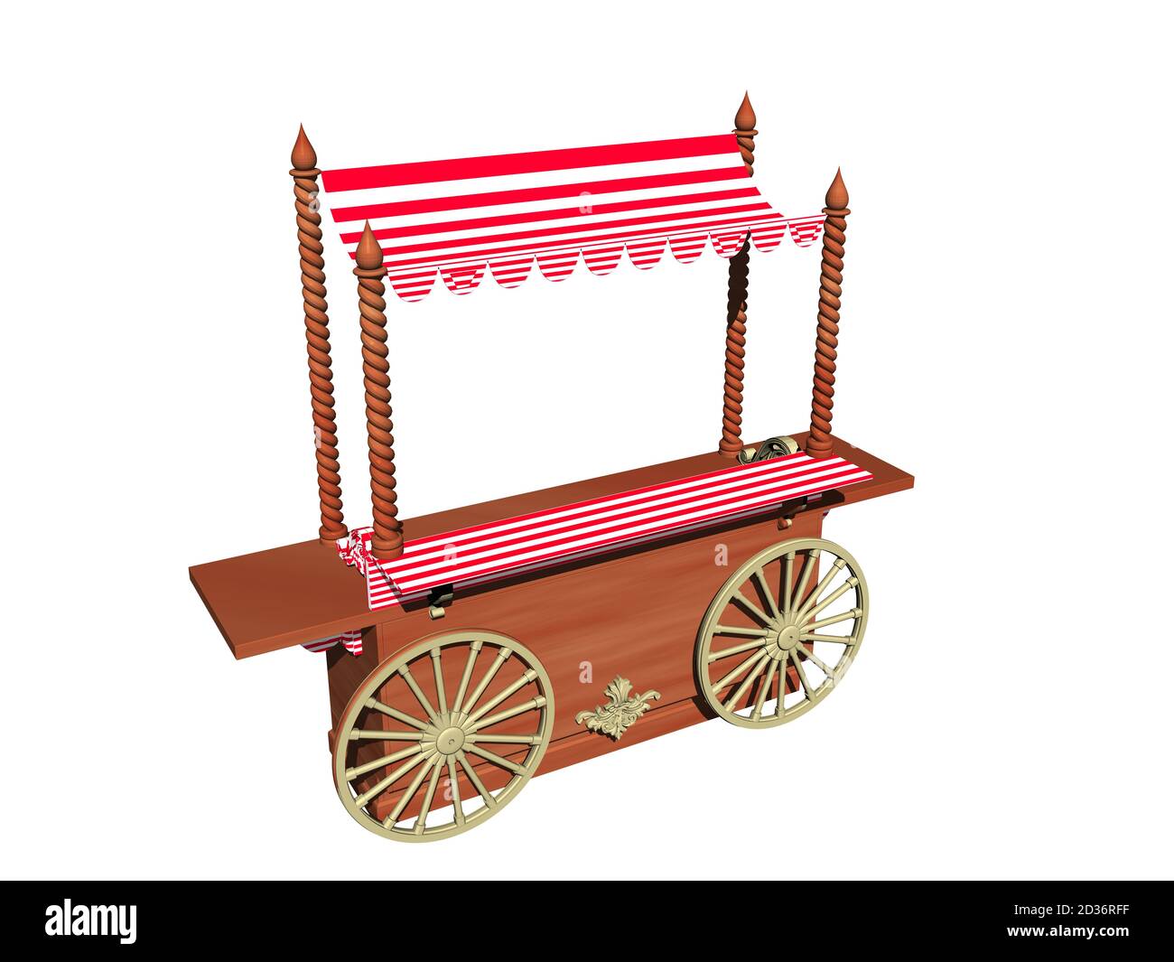 wooden sales stand with wheels and roof Stock Photo - Alamy