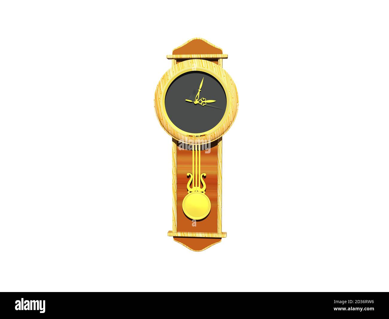 wooden wall clock with clock face and pendulum Stock Photo - Alamy
