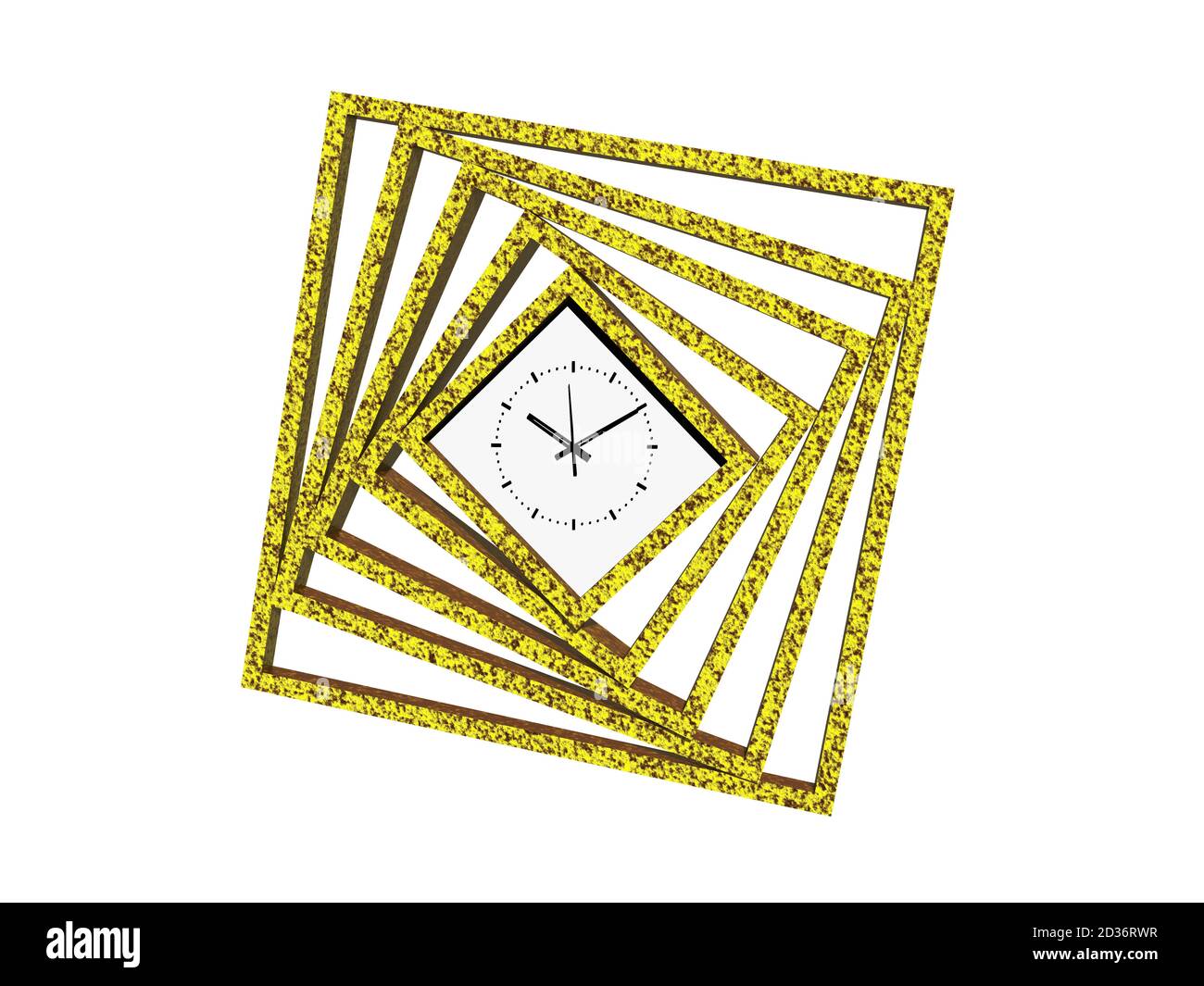 golden wall clock made of twisted frames Stock Photo - Alamy