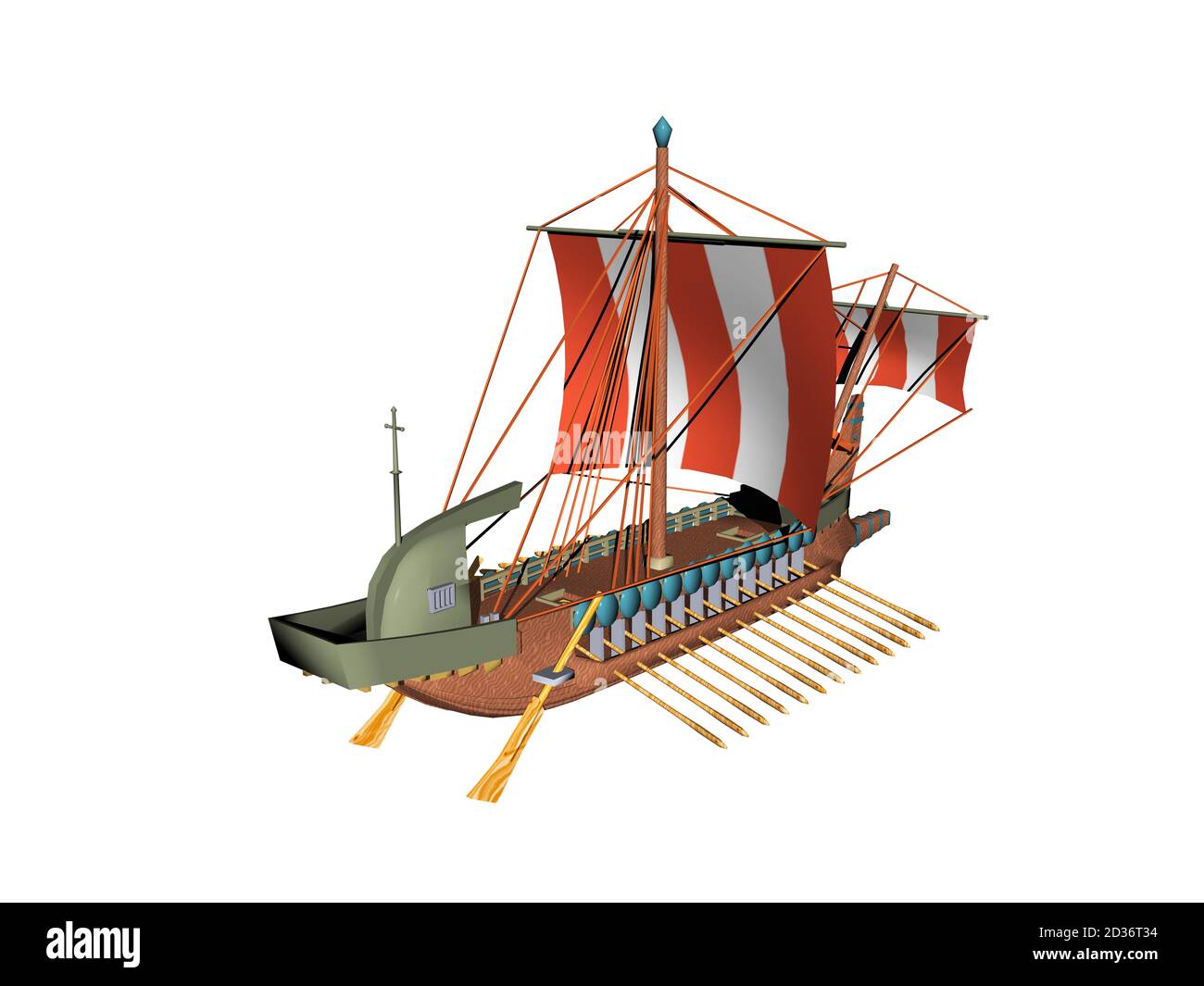 wooden Wickinger galley ship with striped sails Stock Photo - Alamy