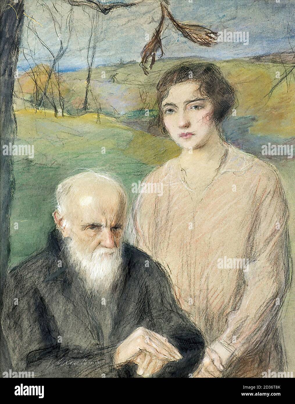 Axentowicz Teodor - Old Age and Youth 2 - Polish School Stock Photo - Alamy