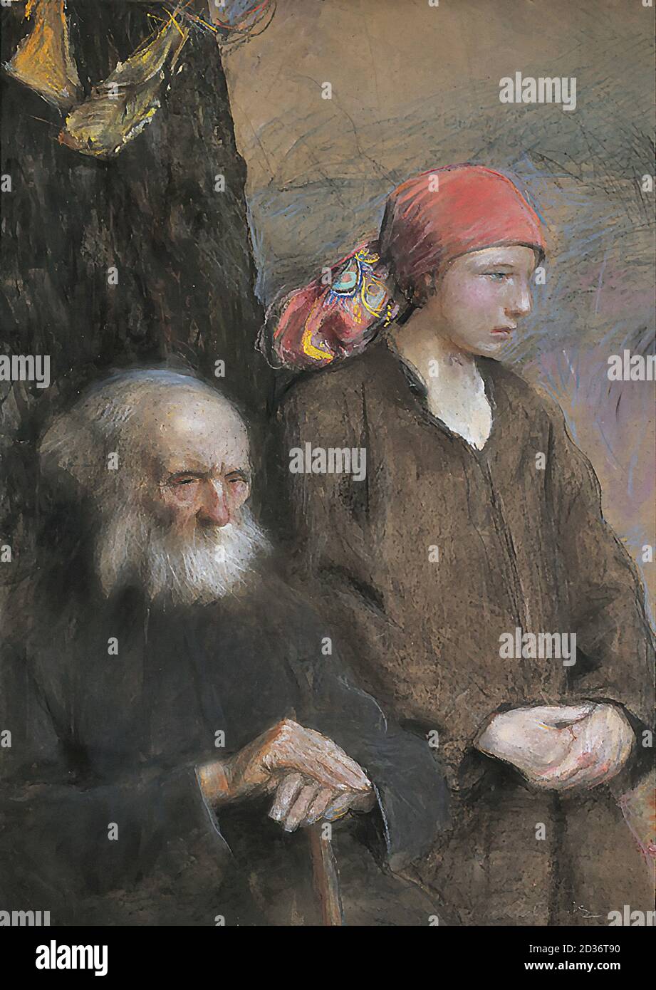 Axentowicz Teodor - Old and Young 4 - Polish School Stock Photo - Alamy