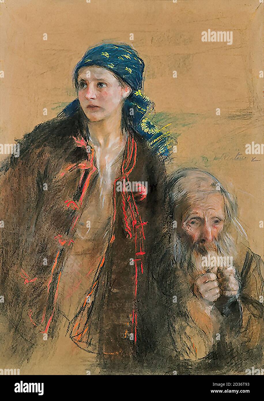 Axentowicz Teodor - Old and Young 1 - Polish School Stock Photo - Alamy