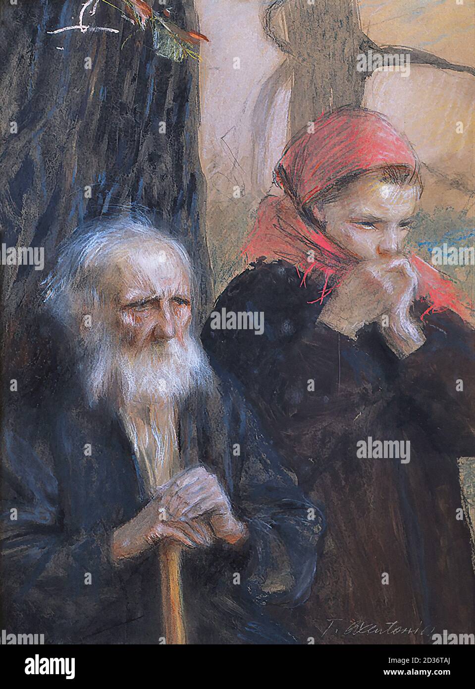 Axentowicz Teodor - Old and Young 5 - Polish School Stock Photo - Alamy