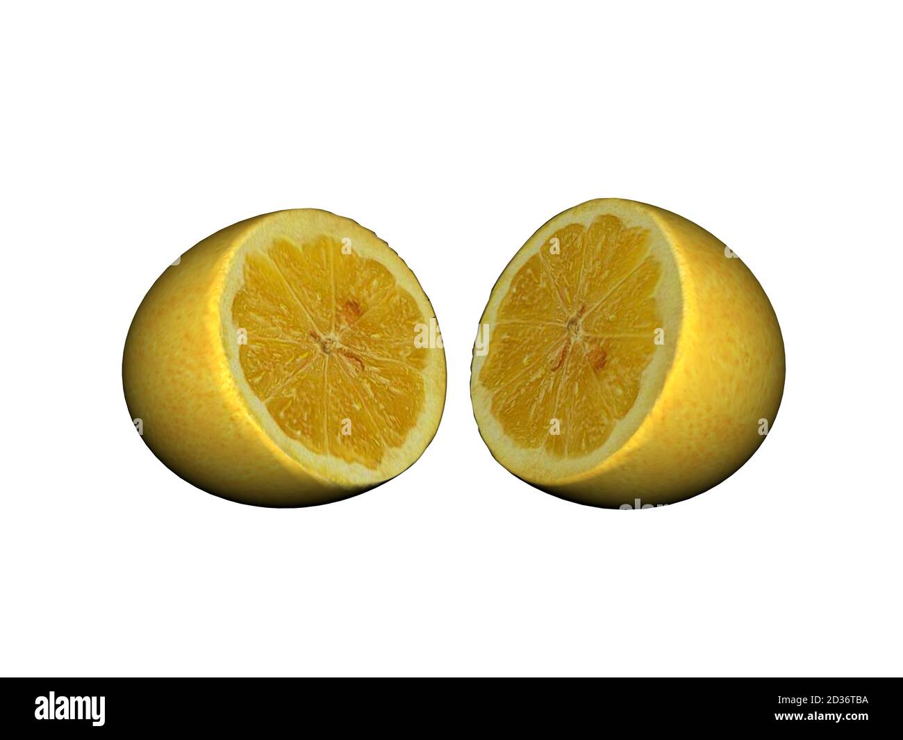 sour yellow lemon divided in half Stock Photo - Alamy