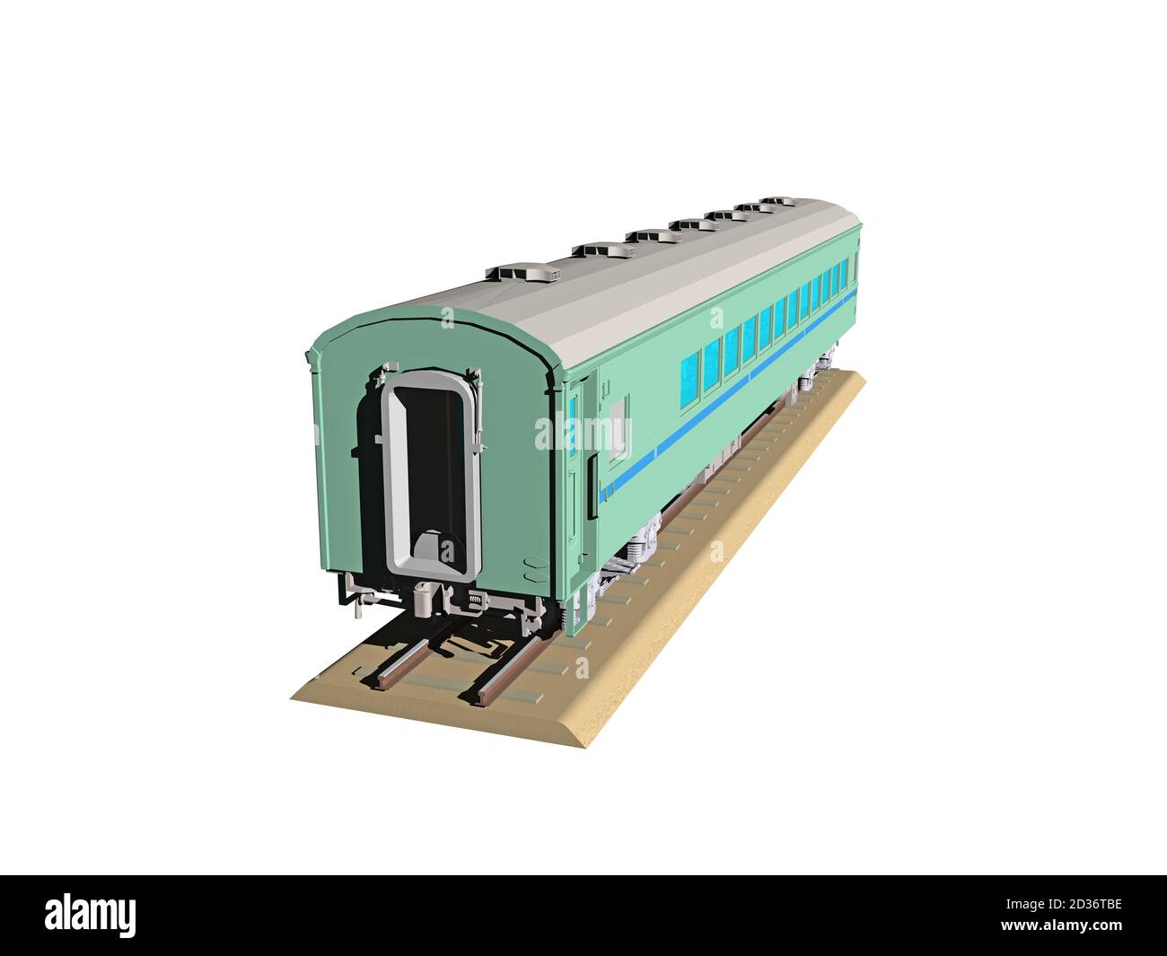 green railroad car on rails Stock Photo - Alamy