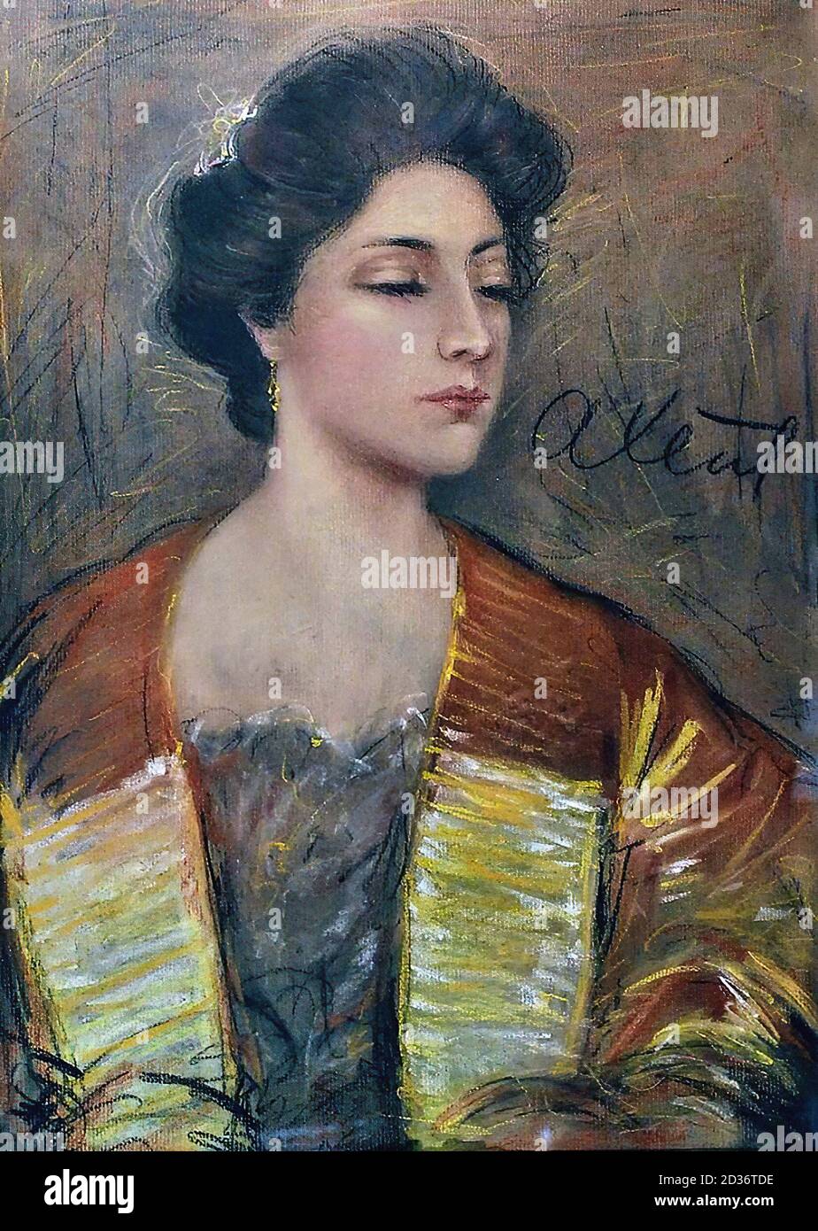 Axentowicz Teodor - Portrait of a Lady 3 - Polish School Stock Photo ...