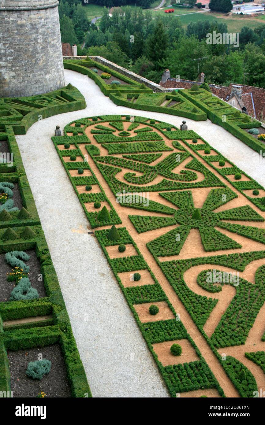french-style gardens of a castle in hautefort (france Stock Photo - Alamy