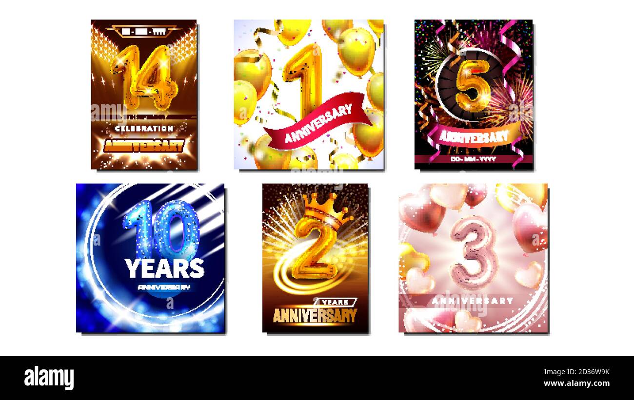 Anniversary Collection Promo Posters Set Vector Stock Vector Image ...