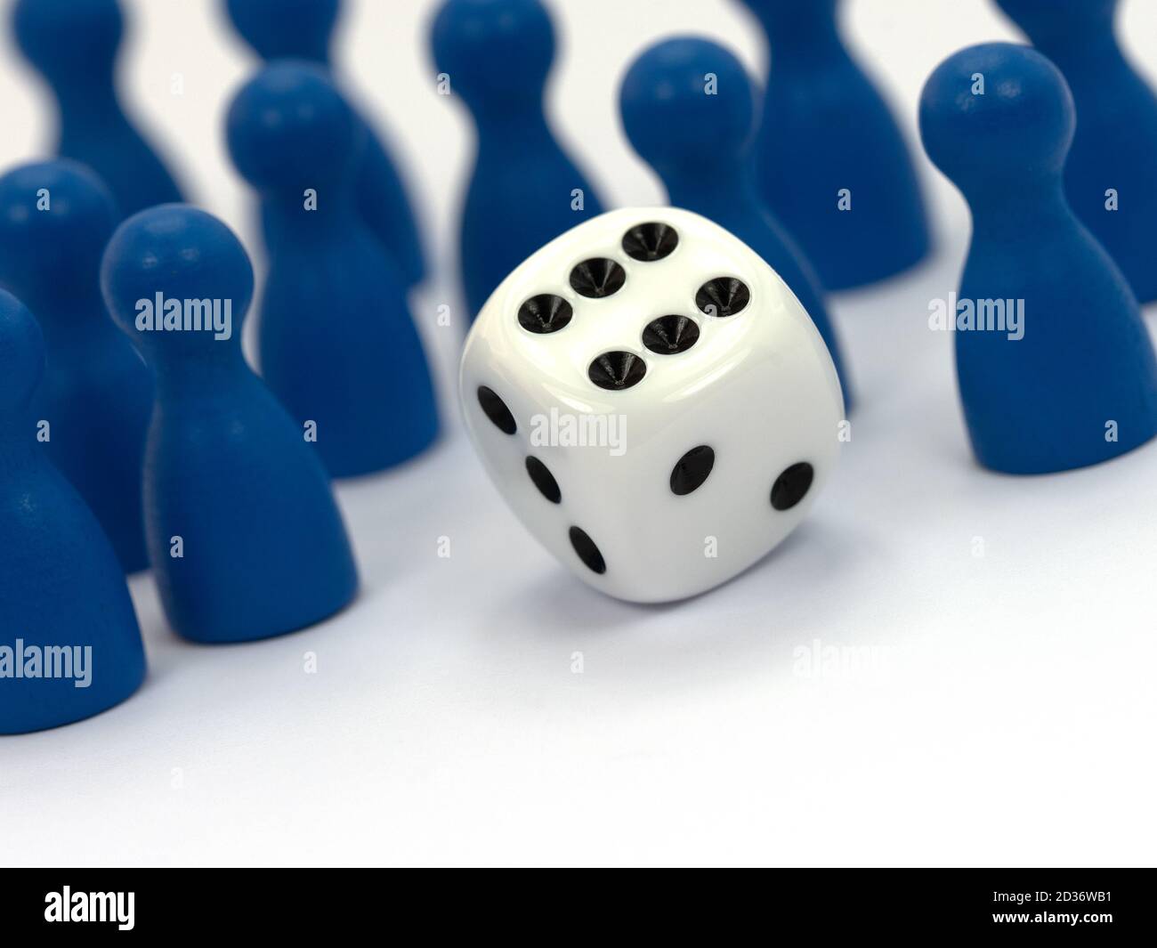Dice and blue game figures for board games Stock Photo - Alamy