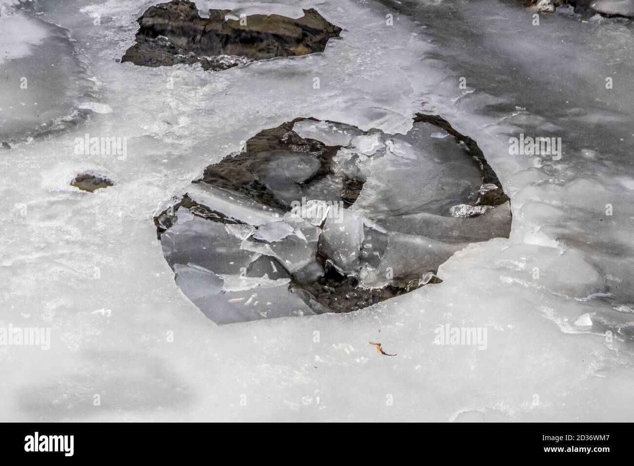 Broken Ice on Sheridan Creek in Rattray Marsh Stock Photo - Alamy