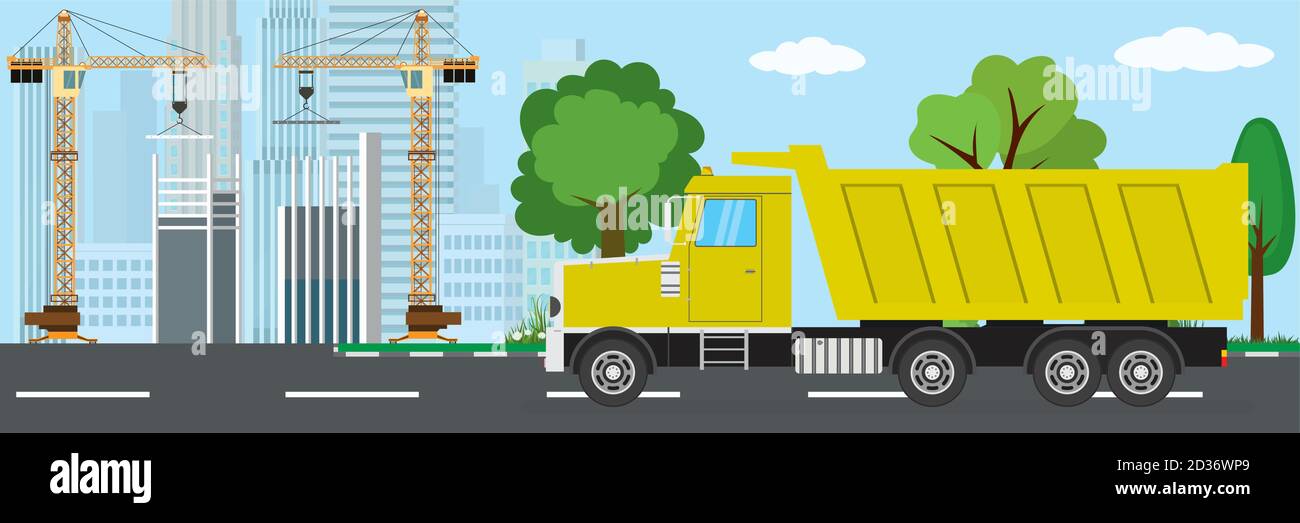 Yellow tipper trailer Stock Vector Images - Alamy