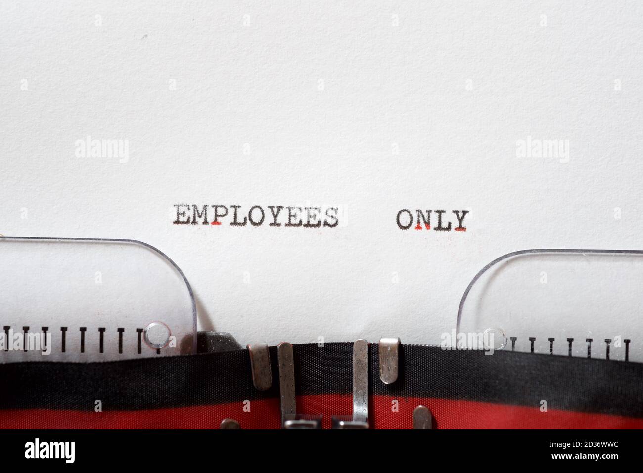 Employers only phrase written with a typewriter Stock Photo - Alamy