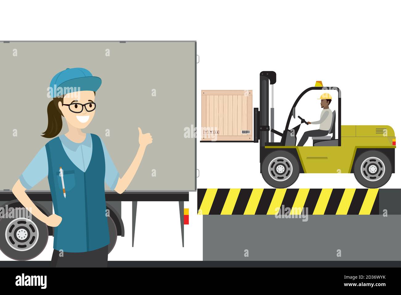 Forklift freight loading machine Stock Vector Images - Alamy