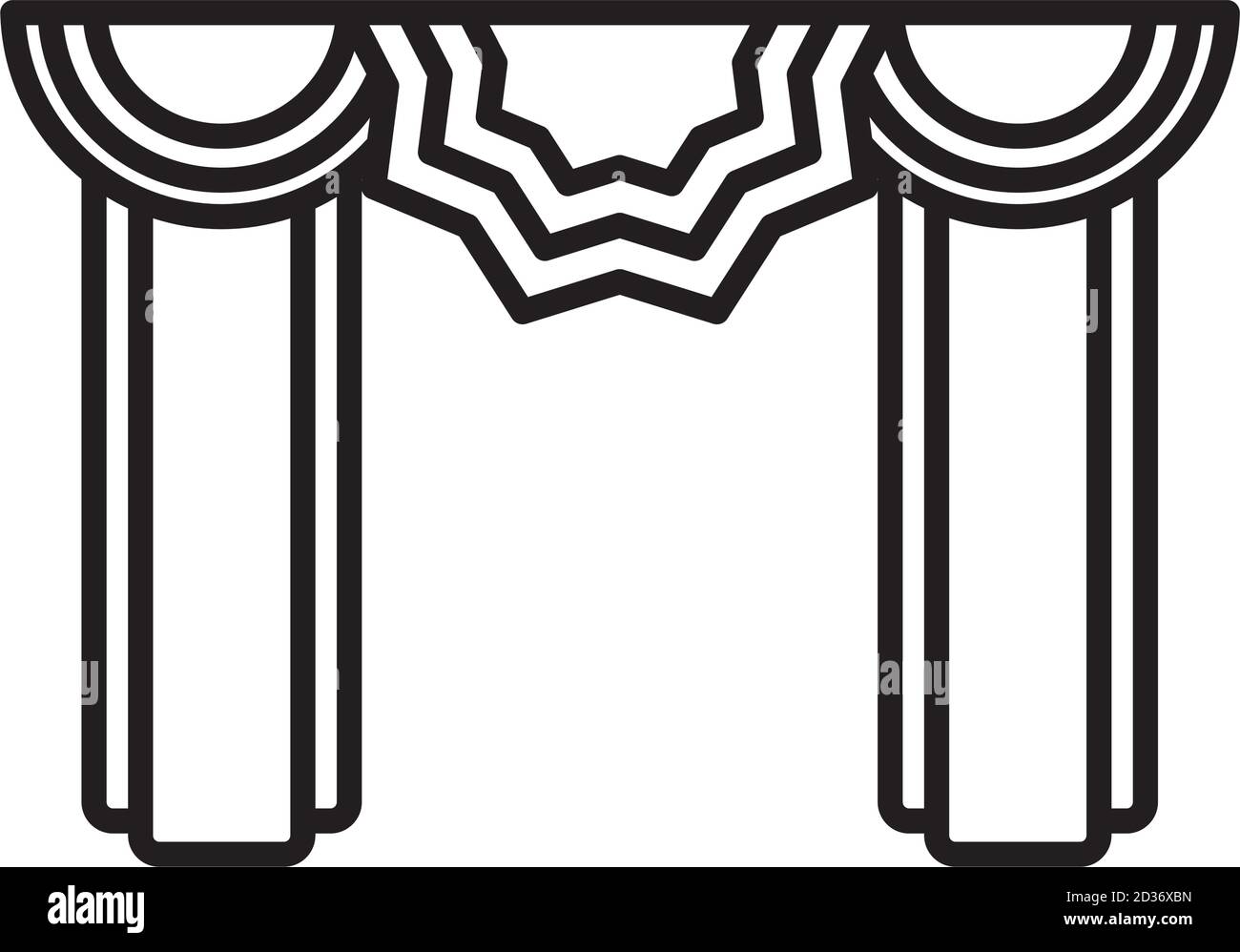 decorative curtains icon over white background, line style, vector ...