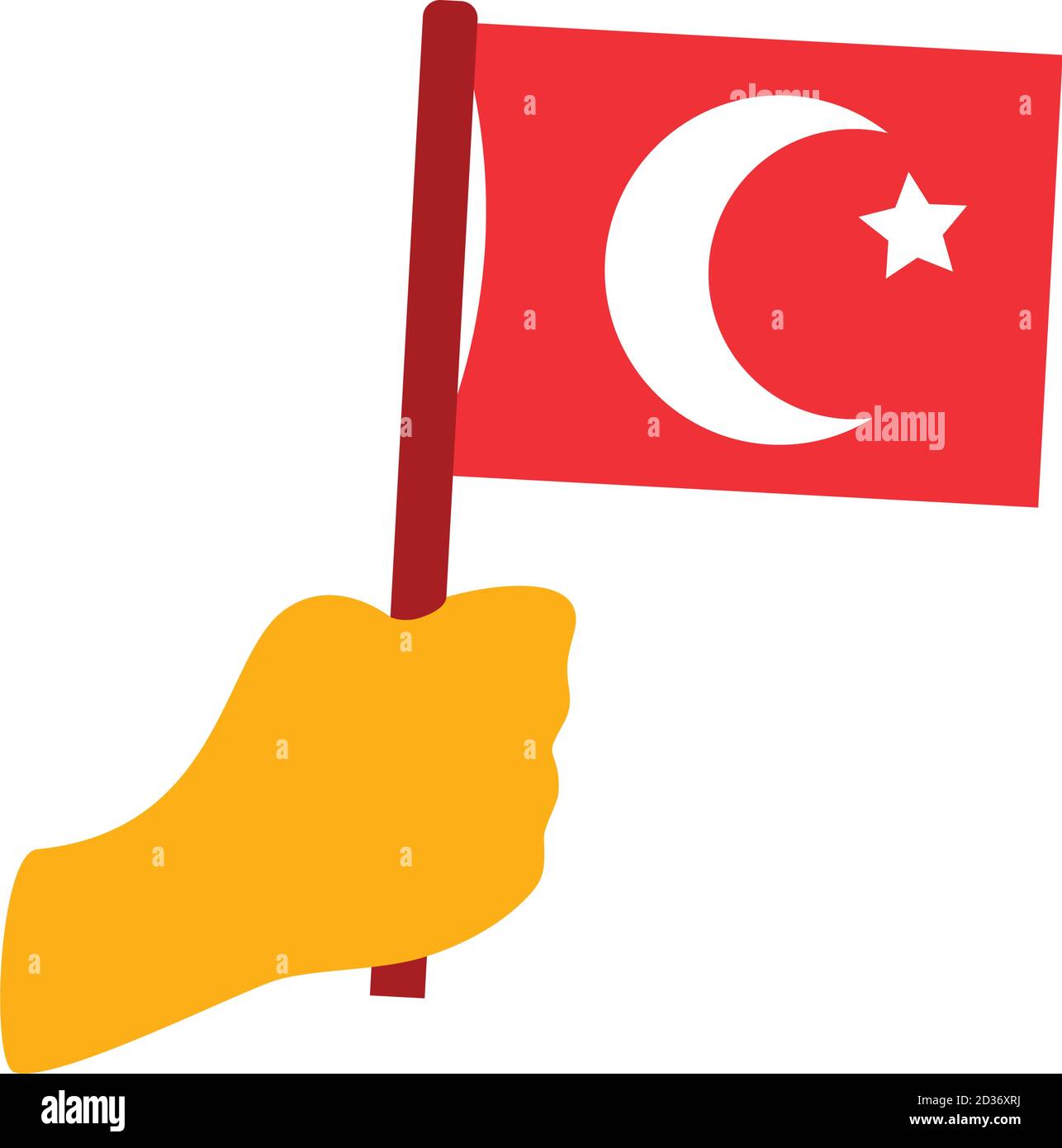 hand holding a turkey flag icon over white background, flat style ...