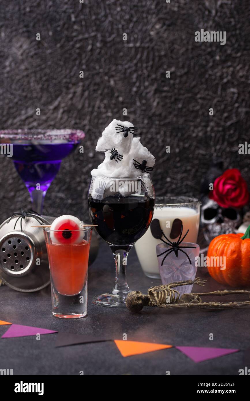 Set of various Halloween drinks Stock Photo - Alamy