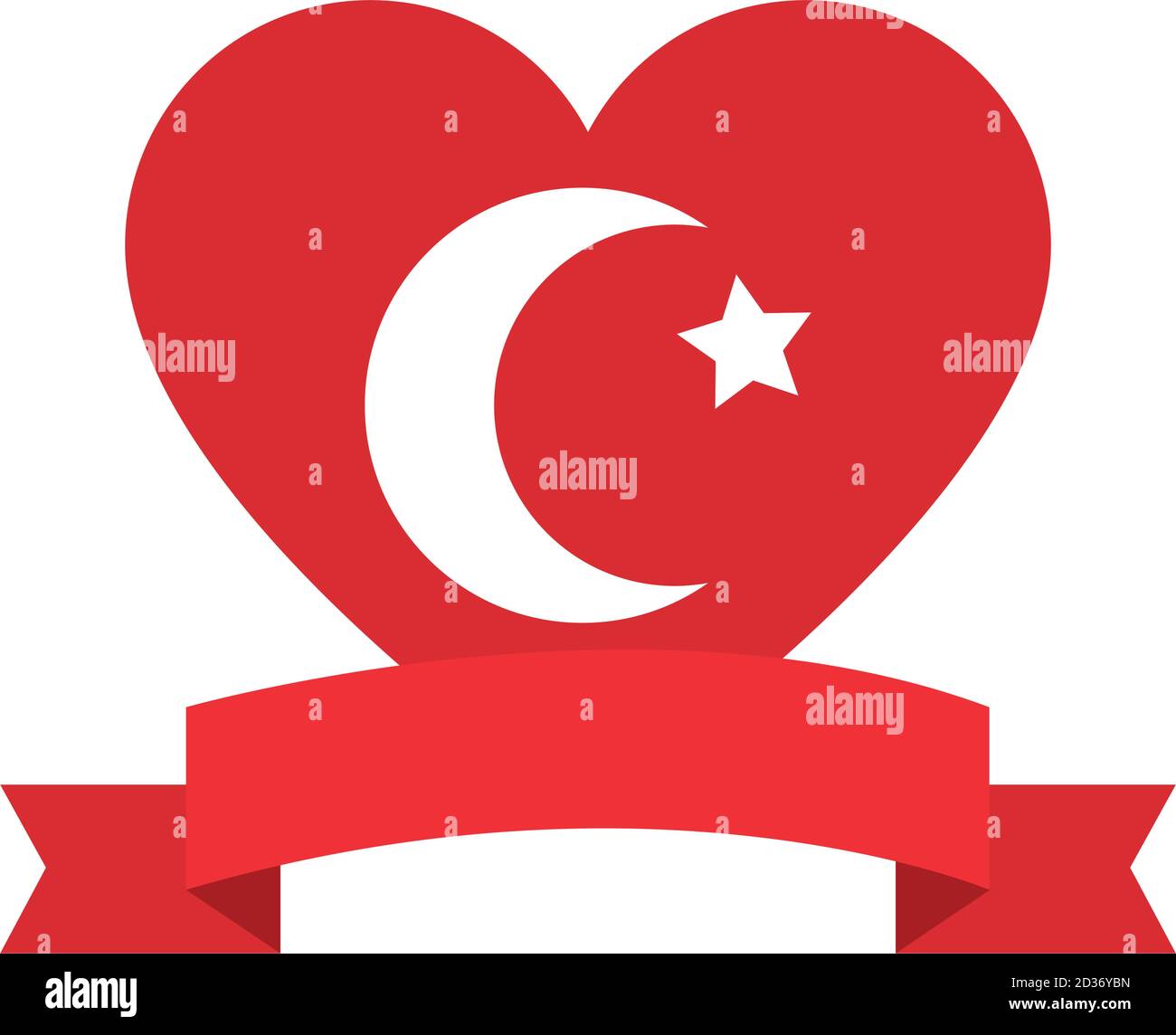 decorative ribbon and heart with turkey flag design over white ...