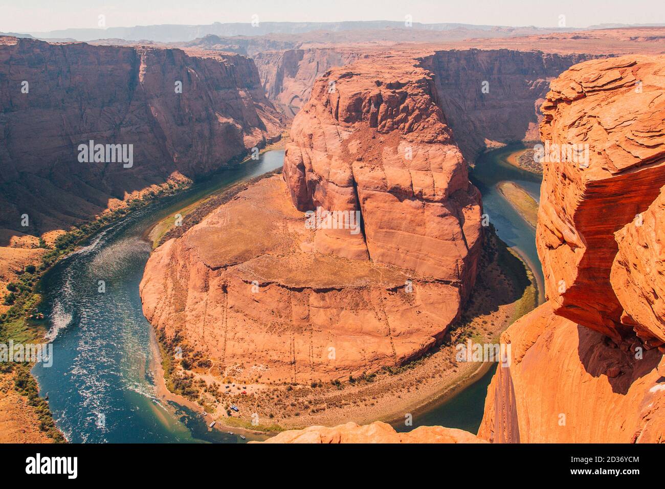 Aerial view of the famous Horseshoe bend from curve river in the ...