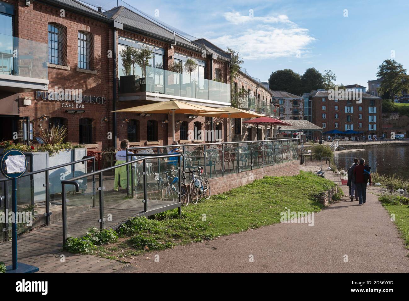 Exeter Quay, view of bars and restaurants lining the waterfront in the ...