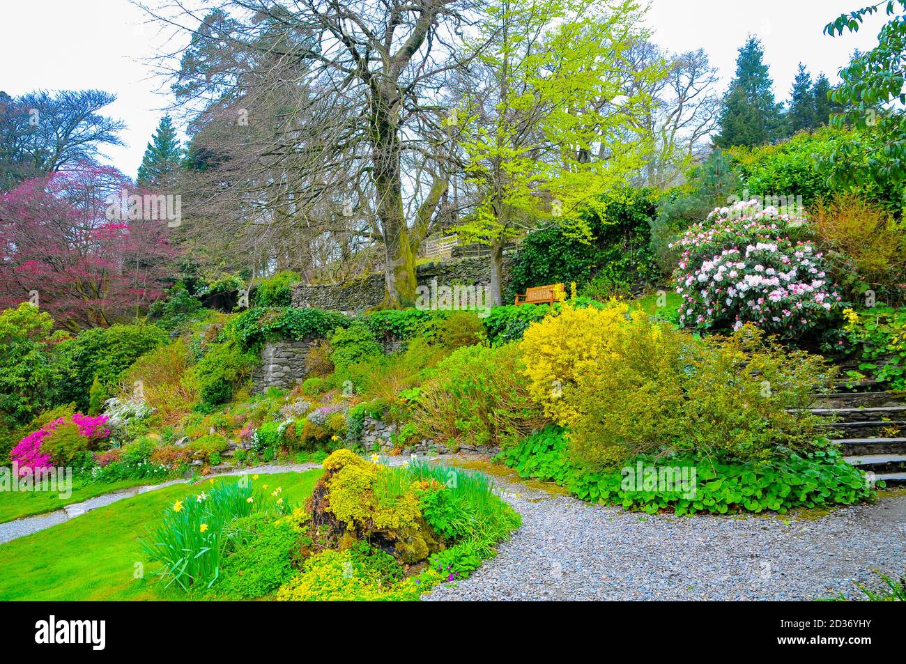 Gardens at Rydal Mount, home of the poet William Wordsworth from 1813 ...