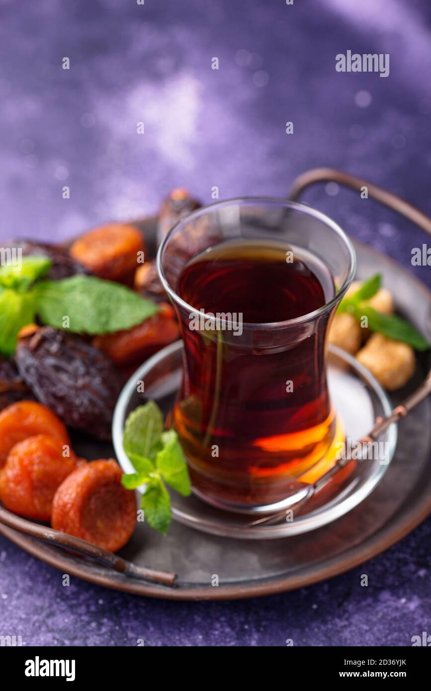 Turkish tea with dried fruits Stock Photo - Alamy