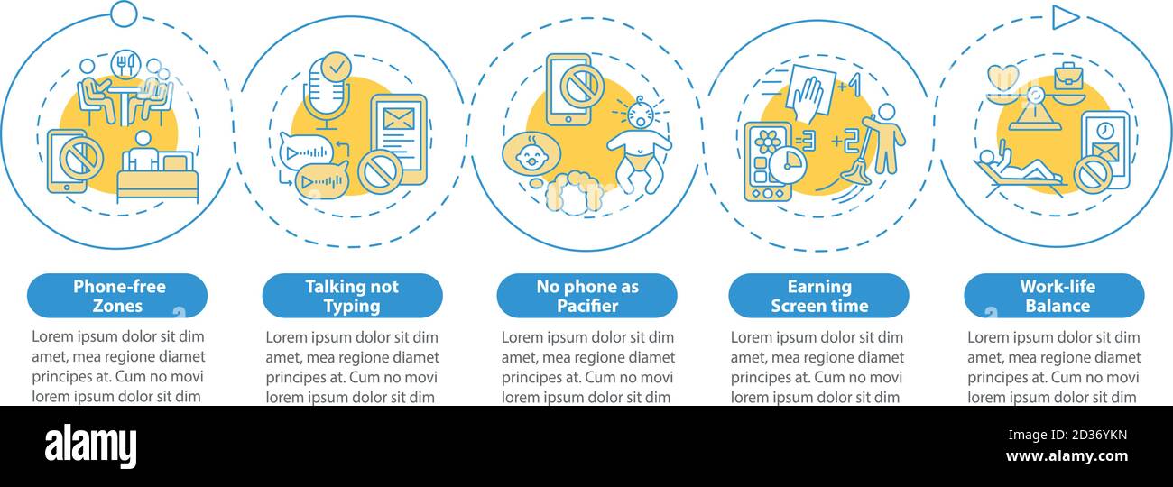 Technology addiction prevention vector infographic template Stock ...