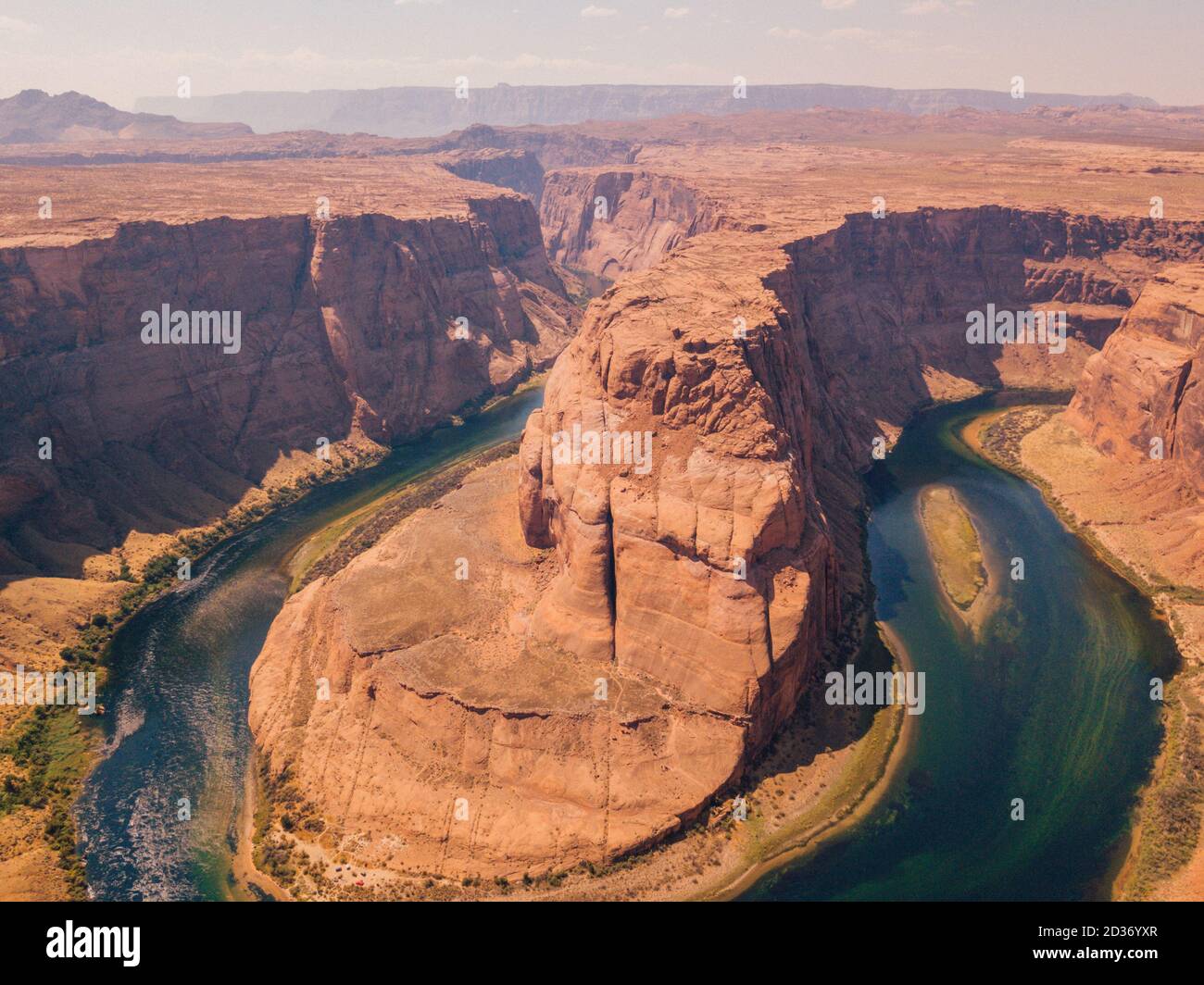 Aerial view of the famous Horseshoe bend from curve river in the ...
