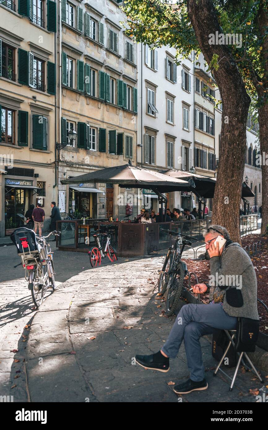 FLORENCE, ITALY - Sep 01, 2020: A photograph of daily street life ...