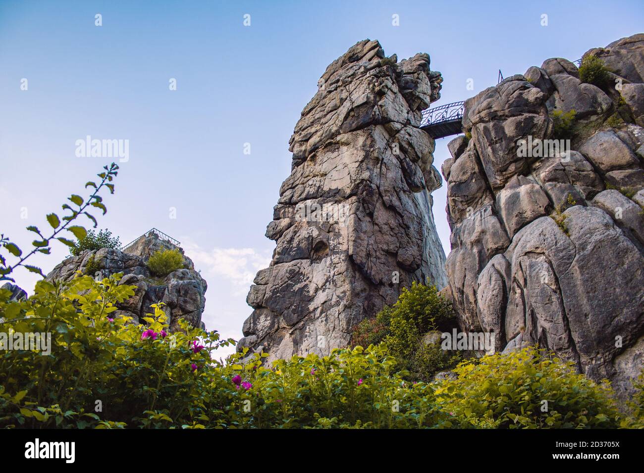 Externsteine. Sandstone rock formation located in the Teutoburg Forest ...
