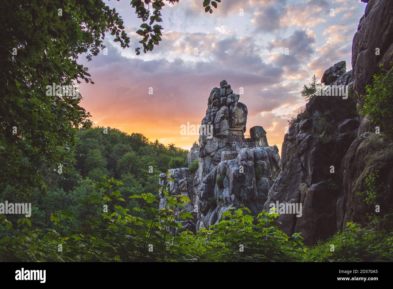 Externsteine. Sandstone rock formation located in the Teutoburg Forest ...