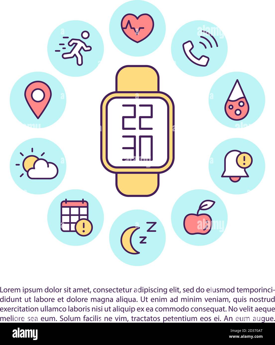 Multi functional smart watches concept icon with text Stock Vector ...