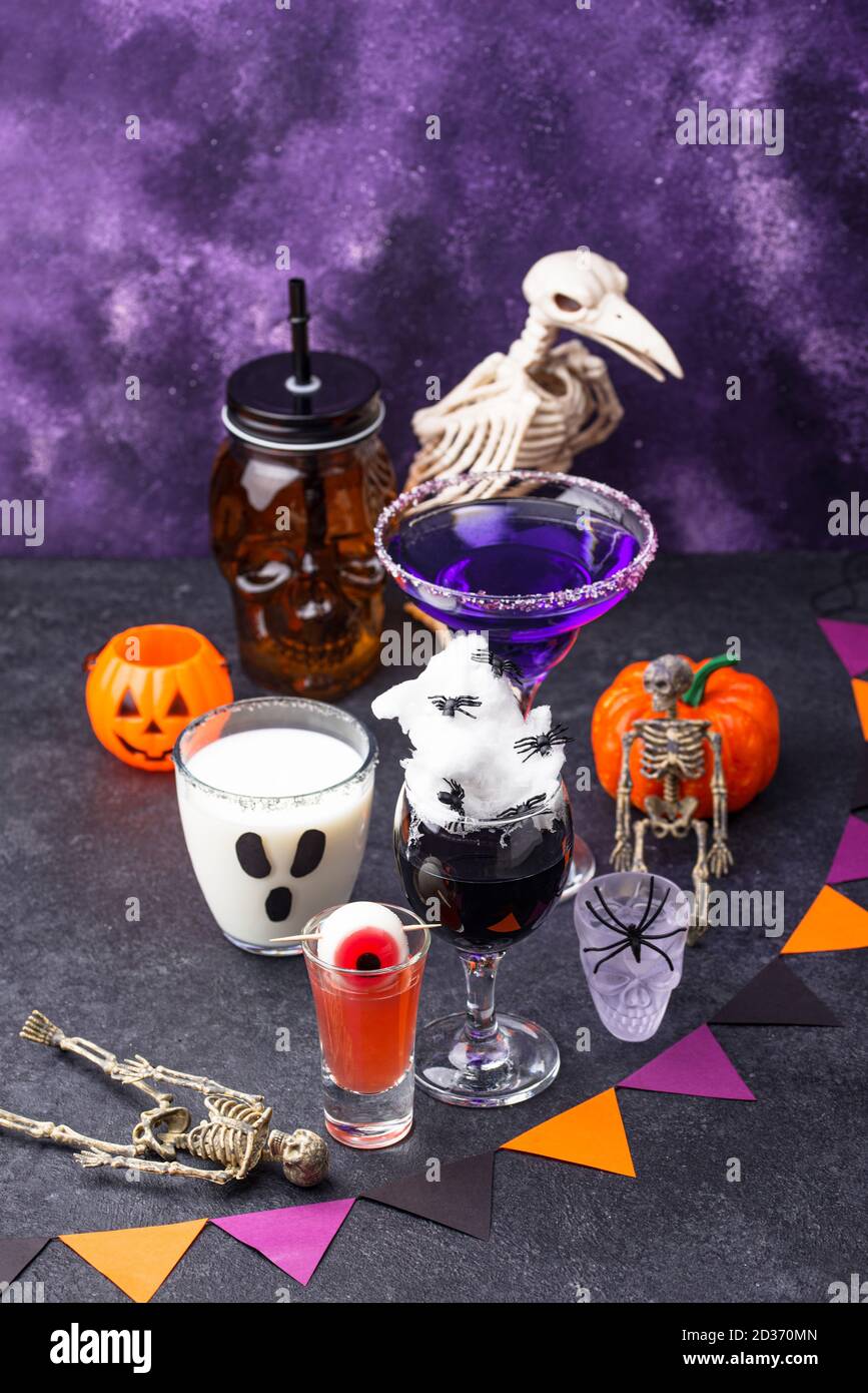 Set of various Halloween drinks Stock Photo - Alamy