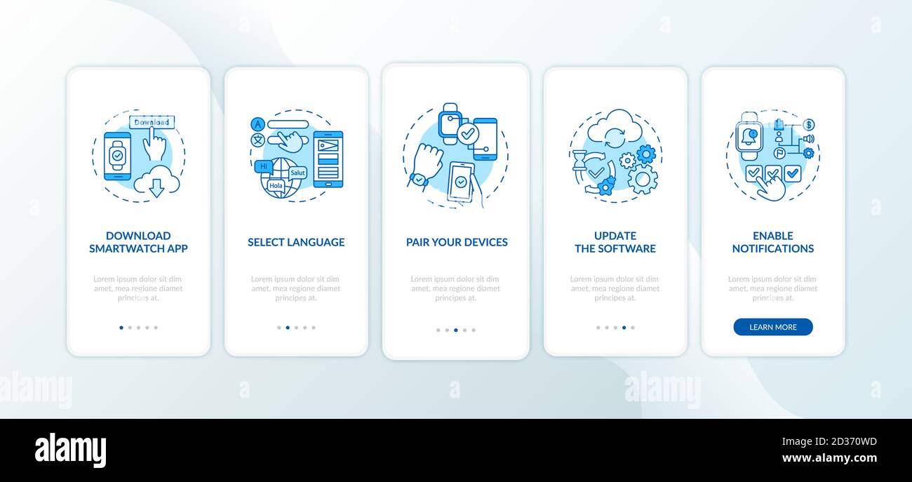 Smart watch setup hints onboarding mobile app page screen with concepts Stock Vector Image & Art ...