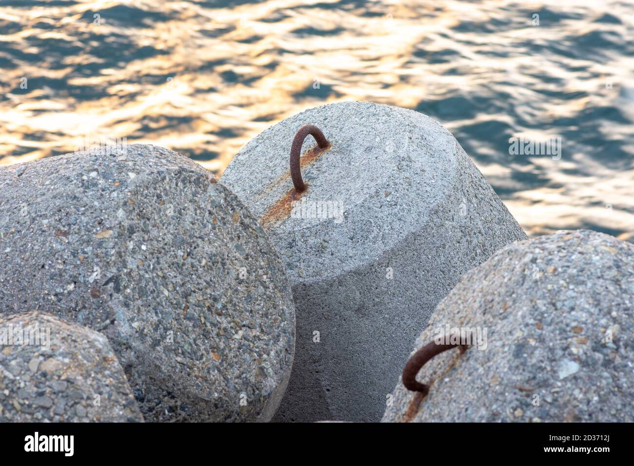 Protective concrete tetrapod blocks in the Osaka Bay, protecting the ...