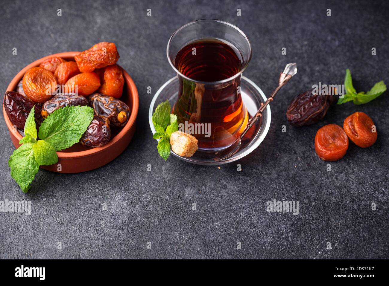 Turkish tea with dried fruits Stock Photo - Alamy