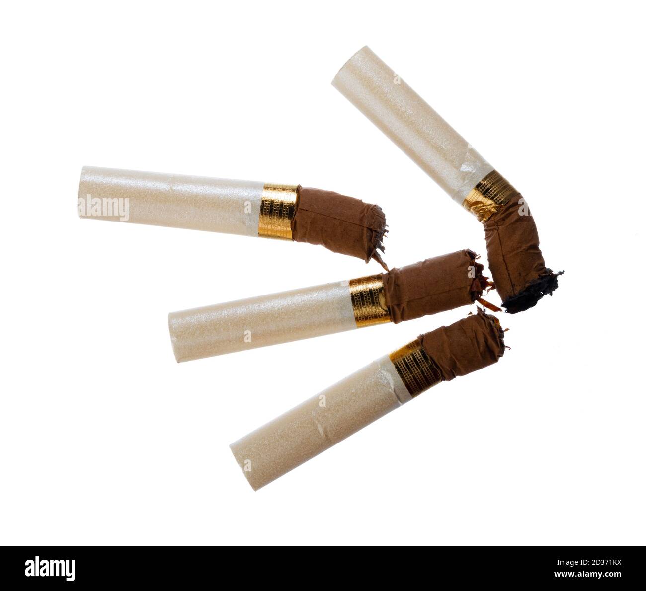 Extinguished cigarette butt isolated on white background Stock Photo ...