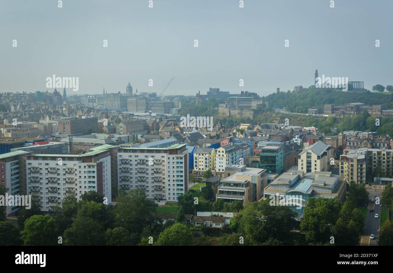 Edinburgh city top view on a foggy day, Scotland Stock Photo - Alamy