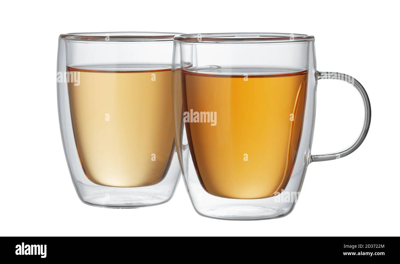Two glass cups of tea isolated on white Stock Photo - Alamy